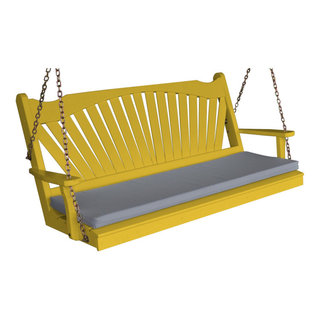 Pine Fanback Porch Swing, 5 Foot - Transitional - Porch Swings - by ...