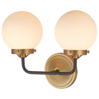 2 - Light Over-Mirror Vanity Light Mid-Century Modern in Aged Brass ...