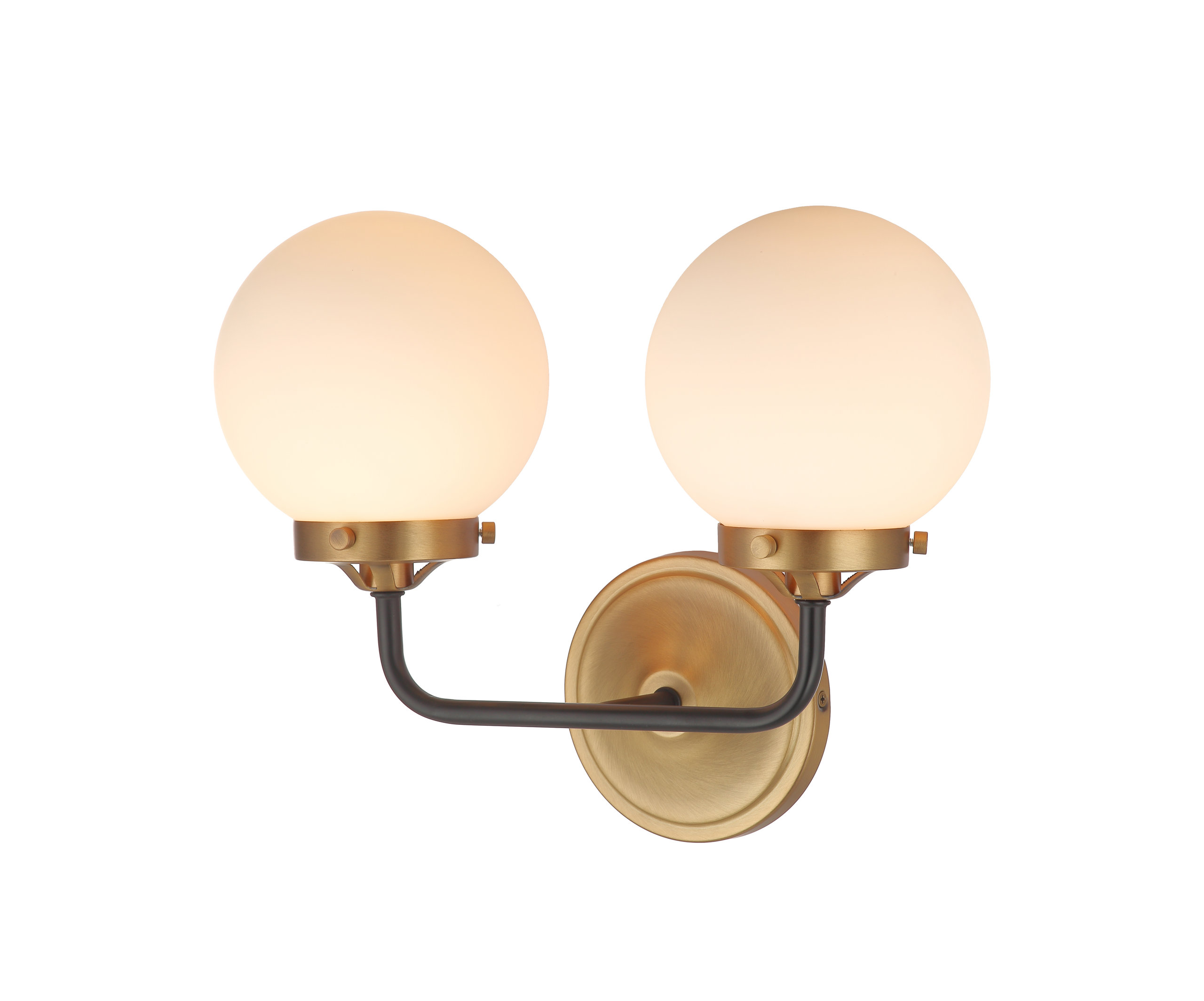 2 - Light Over-Mirror Vanity Light Mid-Century Modern in Aged Brass ...