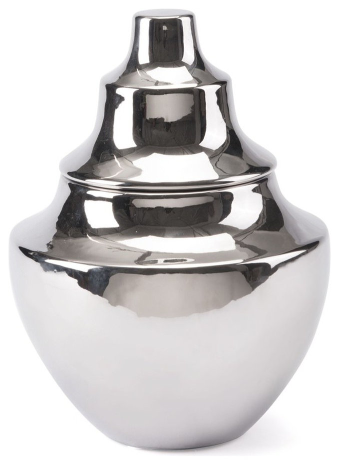 Modern Contemporary Decorative Vase Bottle Jar Decor, Silver, Ceramic ...