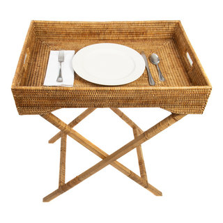 Artifacts Trading Company Artifacts Rattan Butler Tray Table Honey Brown