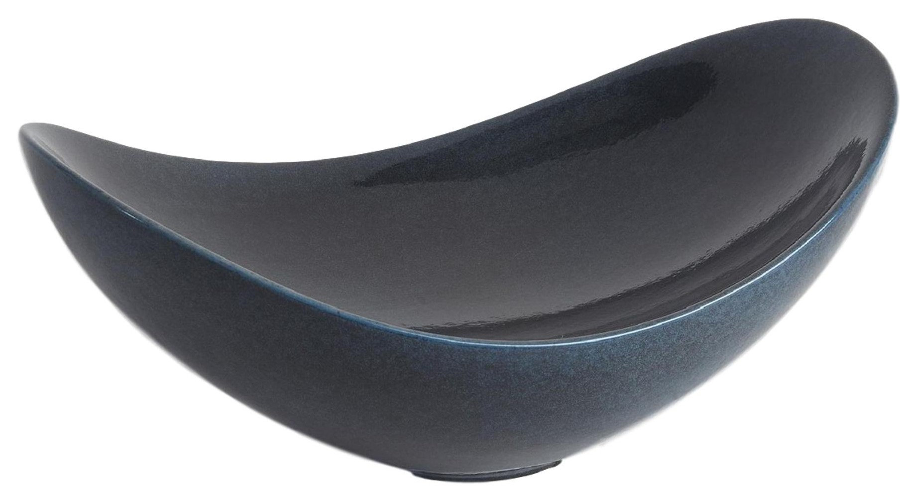 Dark Teal Midcentury Swoop Shape Decorative Bowl Wide Modern Elegant ...