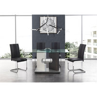 Global Furniture USA Aiah Gray/White Pedestal and Glass Top Dining ...