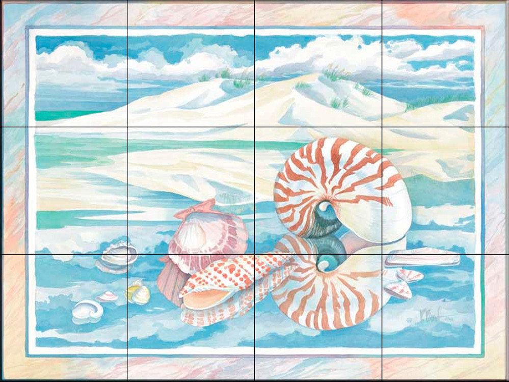 Tile Mural, Shoreline Nautilus by Paul Brent, 25.5" x 17" (24 Tiles ...