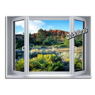 Desert Window One Piece Peel & Stick CANVAS Wall Mural - Southwestern ...