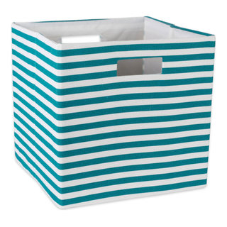 DII Polyester Cube Pinstripe Teal Square - Transitional - Storage Bins ...