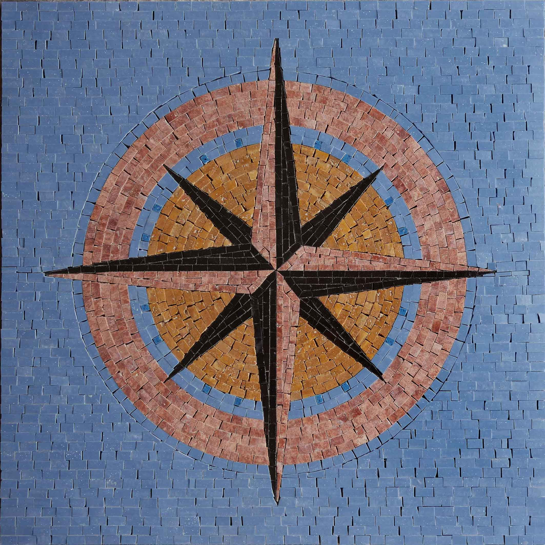 Rani - Compass Mosaic Artwork, 32" x 32" - Beach Style - Tile Murals ...