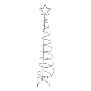 7' LED White Spiral Rope Light Tree with Star Tree Topper - Outdoor ...