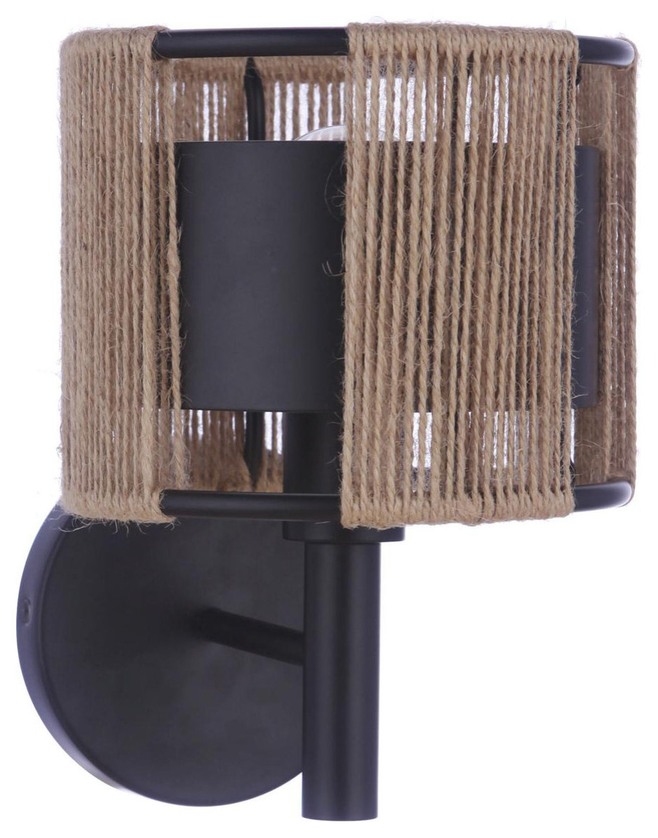 Kensey 1 Light Wall Sconce, Flat Black - Beach Style - Wall Sconces ...