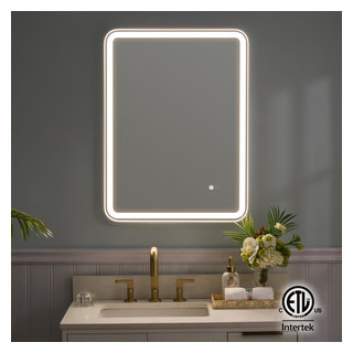 Soft Corners LED Bath Mirror with Lights, Defogger, Dimmer, 24"x32 ...