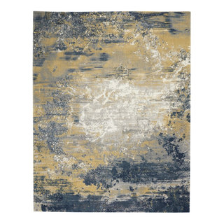 Nourison Twilight TWI22 Navy Gold Contemporary Area Rug, 8' Round ...