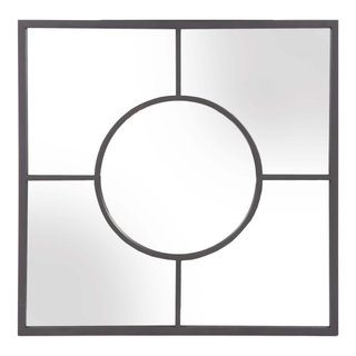 Graphite Geometric Design Square Metal Wall Mirror - Transitional ...