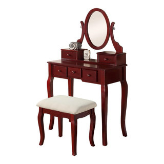 Chic Cherry Vanity Table Set, Modern Design, Storage Drawers, Stool ...