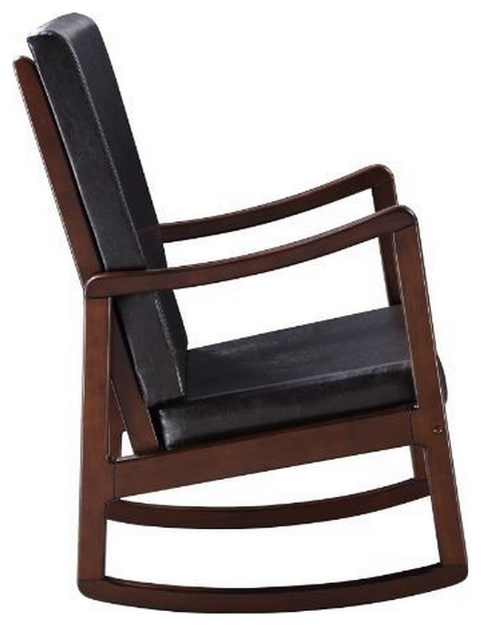 Benzara BM269201 Rocking Chair With Leatherette Seating and Wooden ...