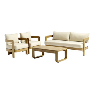 Sally Outdoor Collection, Beige - Transitional - Outdoor Lounge Sets ...