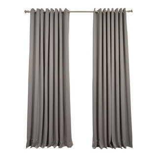 Neutral Gray Grommet Doublewide Room Darkening Curtain Single Panel ...