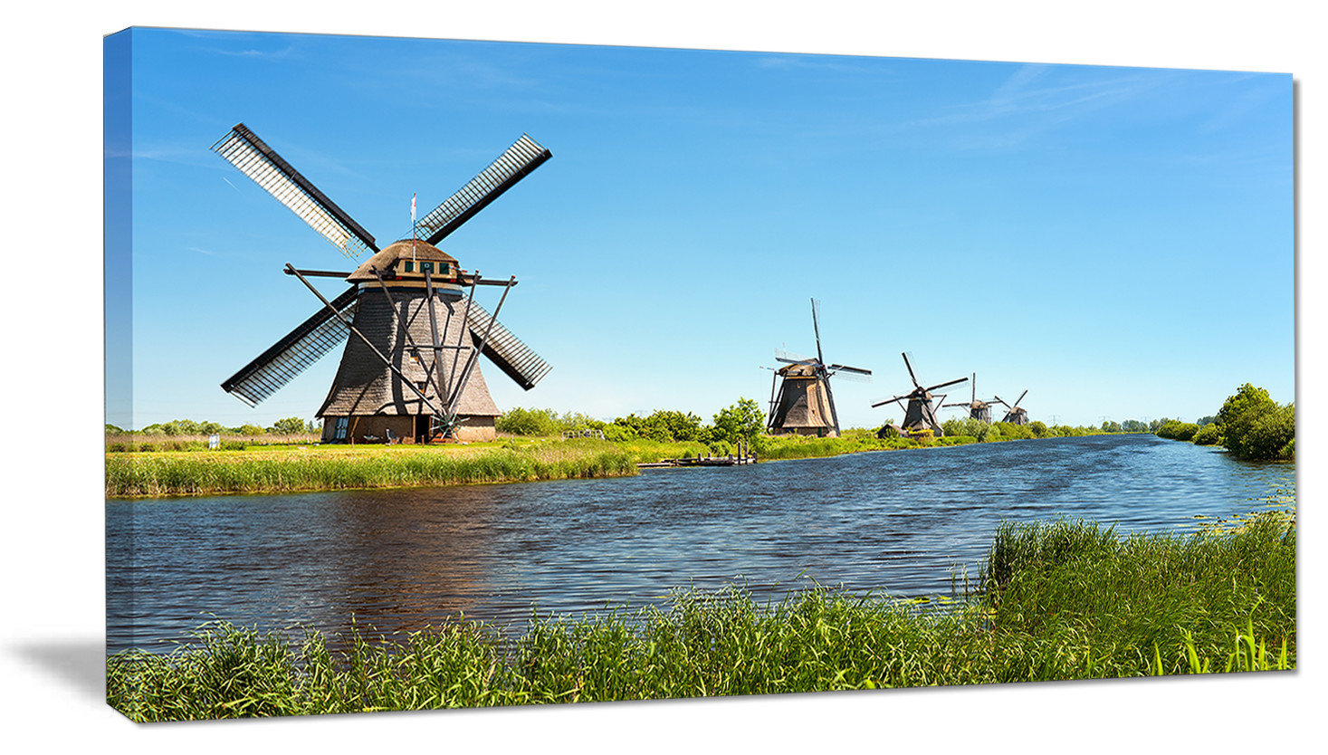 Windmills at Kinderdijk, Landscape Canvas Art Print, 40x20 - Farmhouse ...