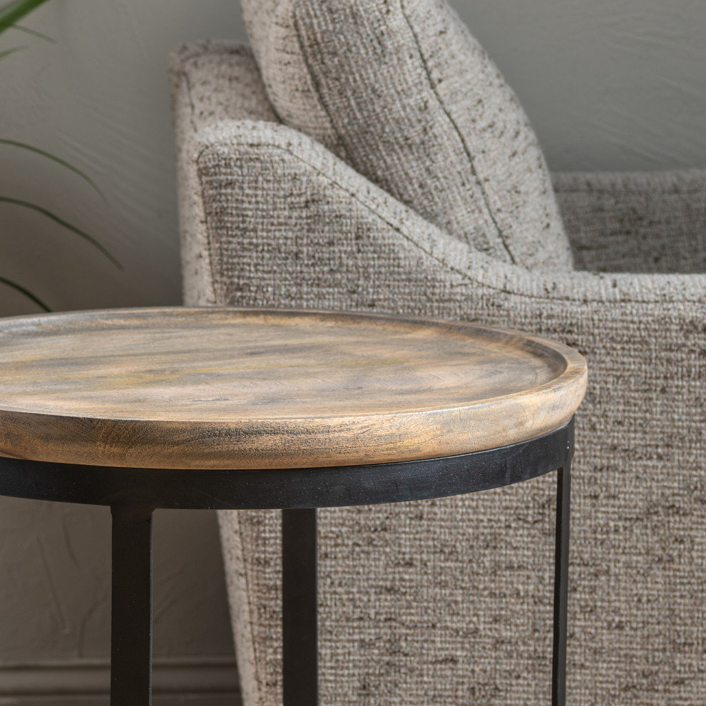 Bengal Manor Mango Wood and Metal Round End Table - Rustic - Side ...