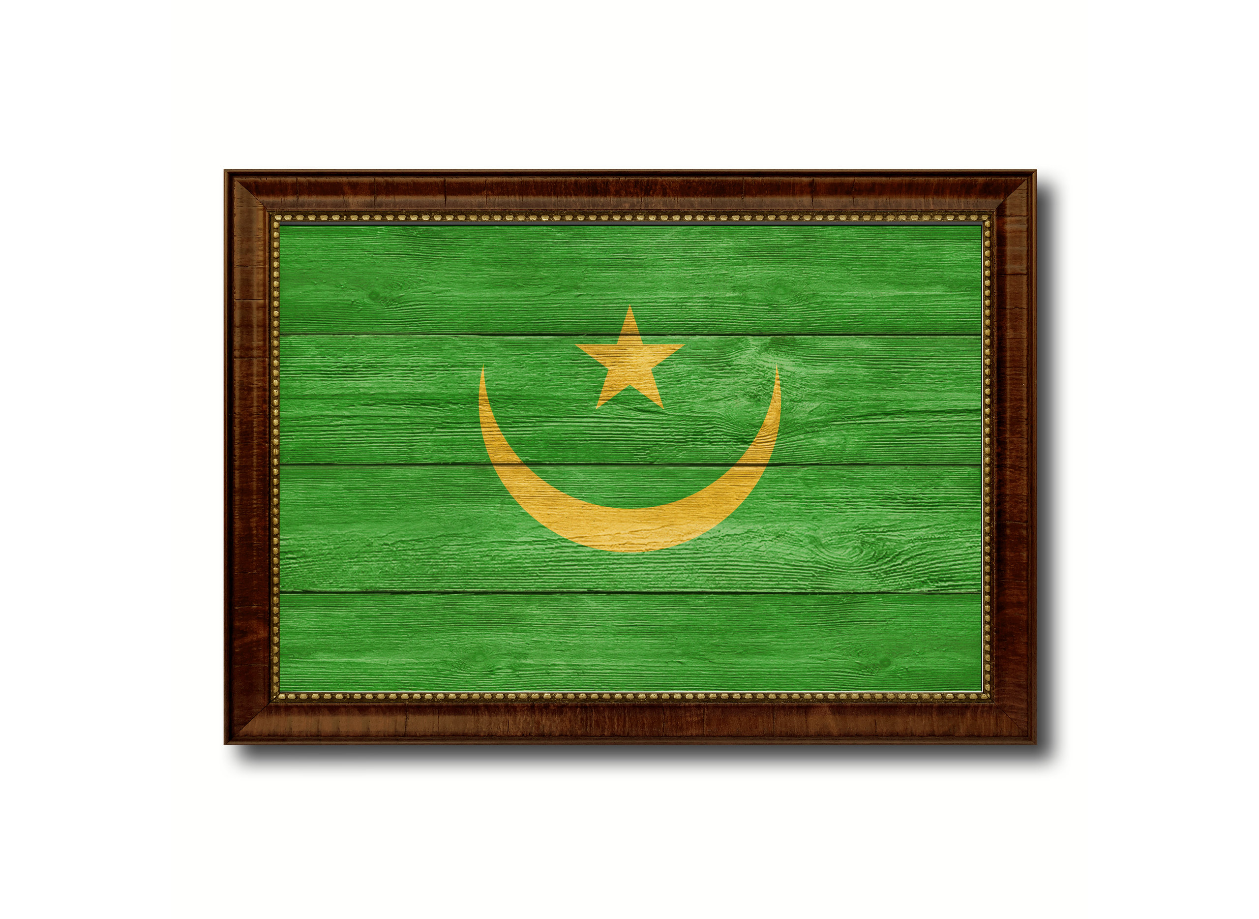Mauritania Country Textured Flag Print With Brown Gold Frame, 15" x 21 ...