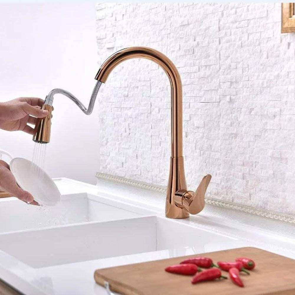 Verona Rose Gold Movable Pull Down Kitchen Sink Faucet - Contemporary ...