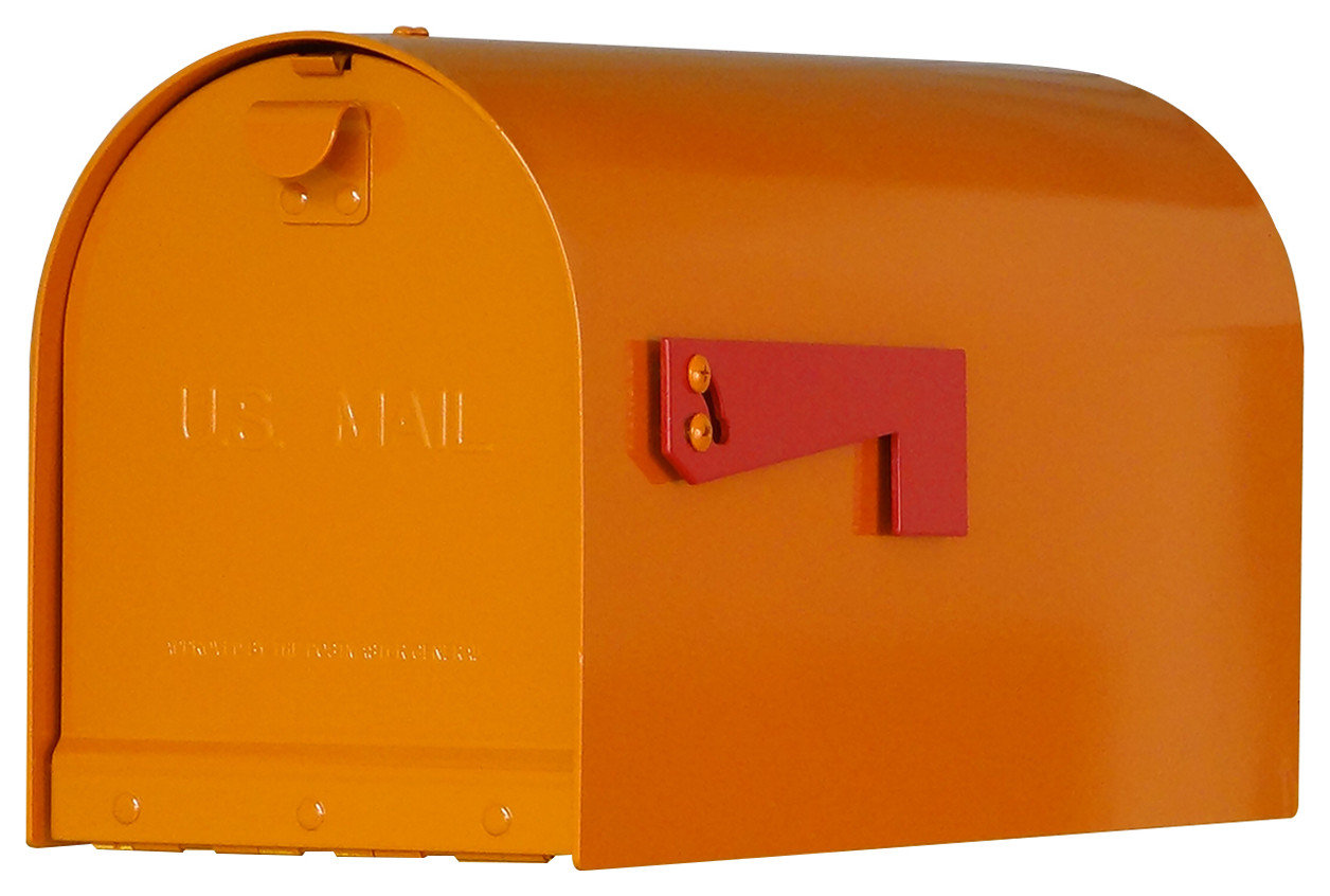 Mid Modern Rigby Curbside Mailbox, Orange - Contemporary - Mailboxes ...