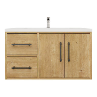 Victoria 36" Solid Wood Bath Vanity Left Side Drawers - Contemporary ...