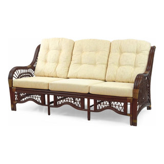 Malibu Handmade 3-Seater Sofa Natural Rattan Wicker - Tropical - Sofas ...