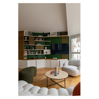 La convivialité contrastée, 75m2 - Contemporary - Living Room - Paris ...
