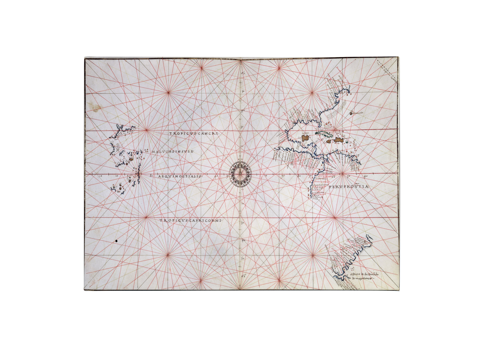 'Nautical Chart of the Pacific Ocean, 1500s' Canvas Art, 22" x 32 ...