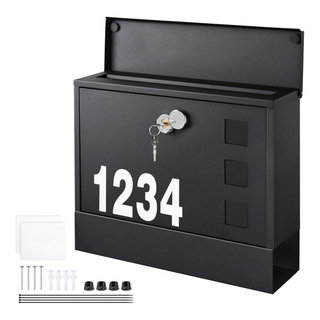 Large Wall Mount Locking Mailbox Steel Letter Box With Door and 2 Keys ...