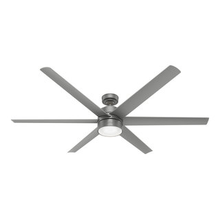 Hunter 72" Solaria Outdoor Matte Silver Ceiling Fan With LED Light and ...