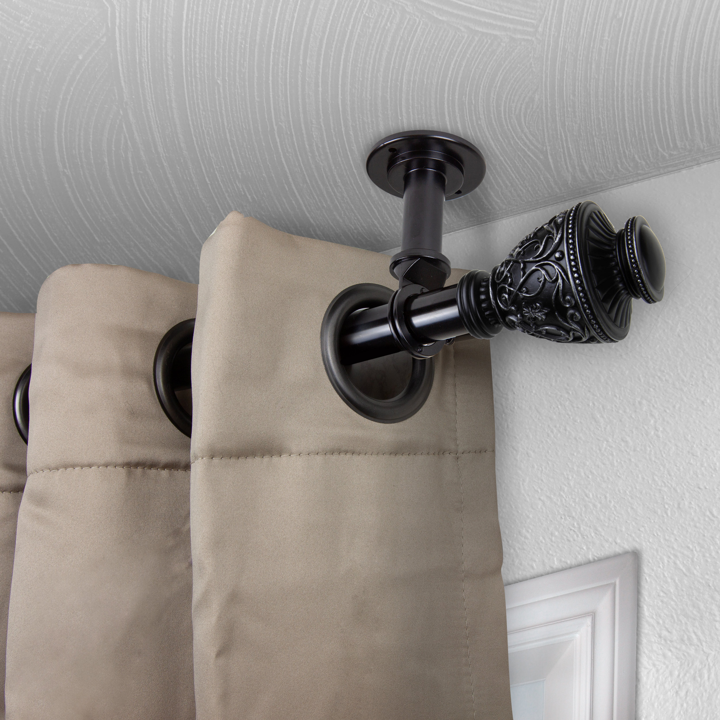 Vase Ceiling 1" Curtain Rod/Room Divider, 48-84" - Traditional ...