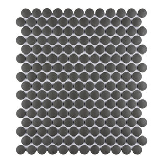Gotham Penny Round Black Porcelain Floor and Wall Tile - Contemporary ...