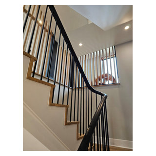115_Stunning Continuous Rail System on 3 Story Floating Stairs ...