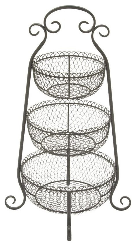 Benzara 44518-par Metal 3 Tier Rack, Black - Traditional - Dish Racks ...