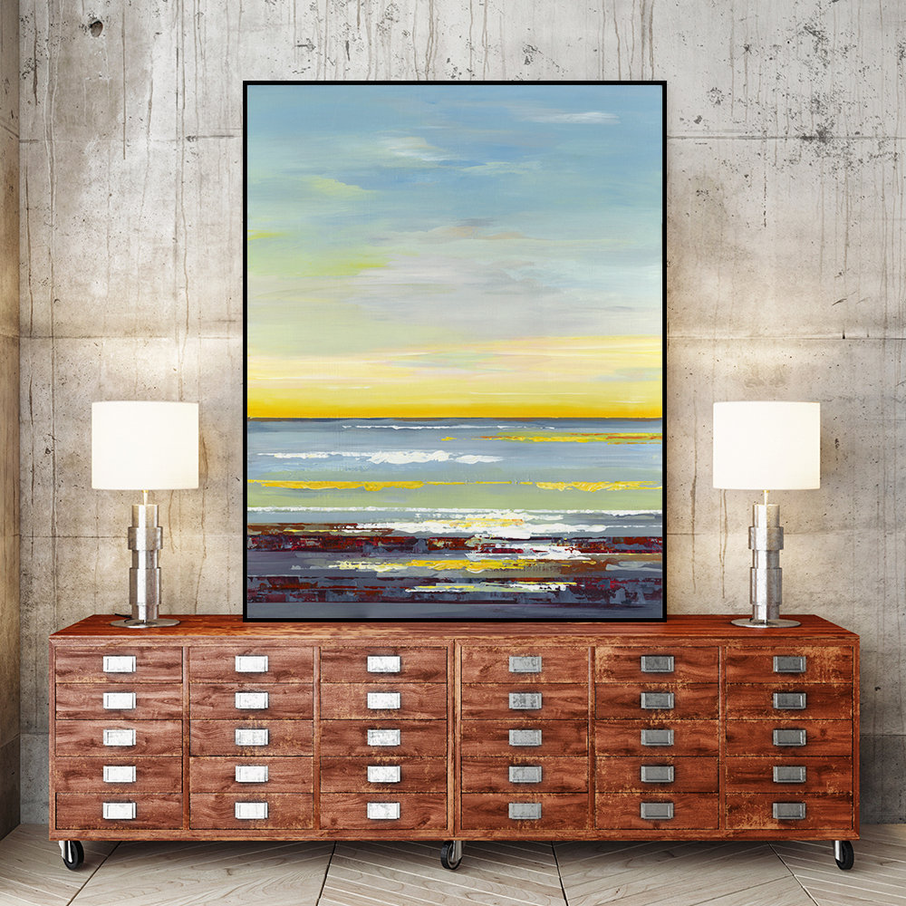 "Gold Horizon" Art block Framed Canvas, 16"x20" - Contemporary - Prints ...