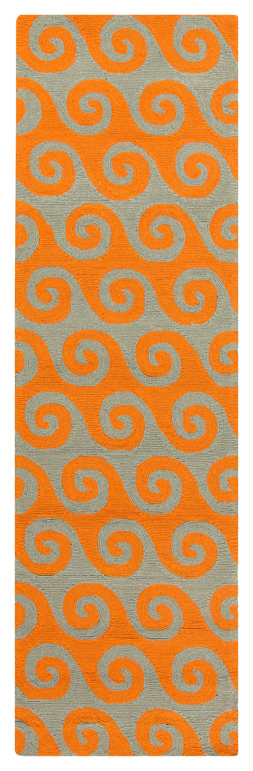 Surya Rain RAI-1138 8' Round Rug, Bright Orange/Medium Gray ...