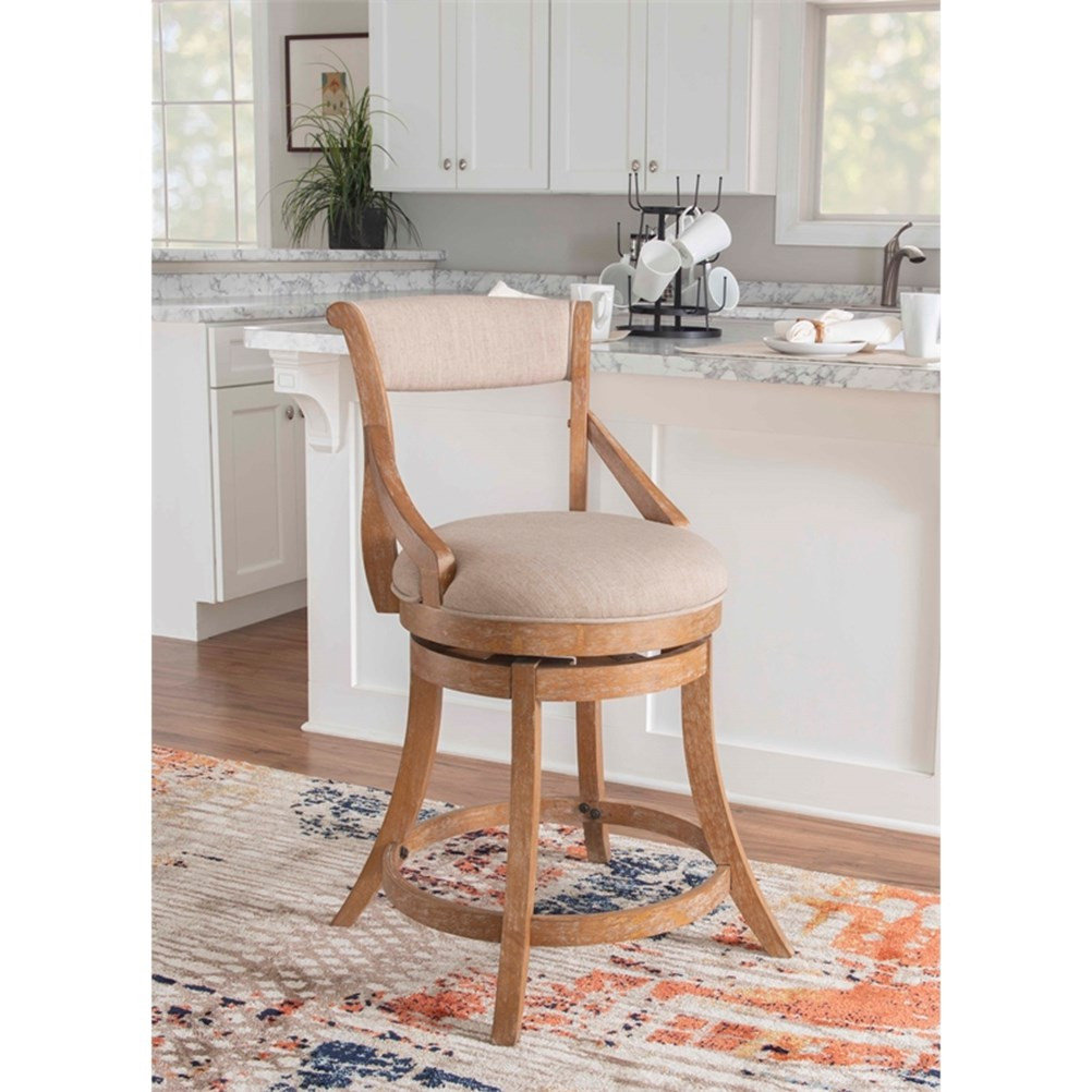 Home Square 26" Wood Upholstered Big and Tall Counter Stool in Brown ...