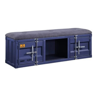 Industrial Cargo Container Style Metal Storage Bench with Cabinets and ...