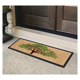 A1HC Natural Coir and Rubber Thick Heavy Duty Oak Tree Green Doormat 18 ...