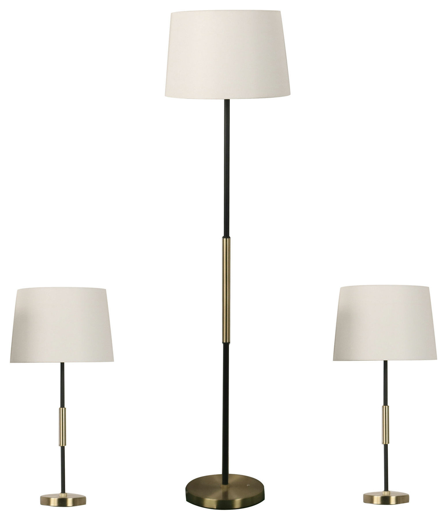 Metal, S/3 26/60" Slim 2-tone Lamps,antique/black - Transitional - Lamp ...