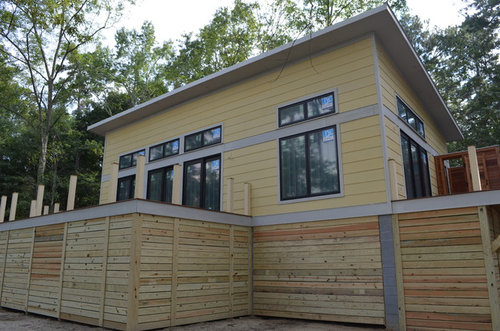 Exterior colors for our organic modern river cabin