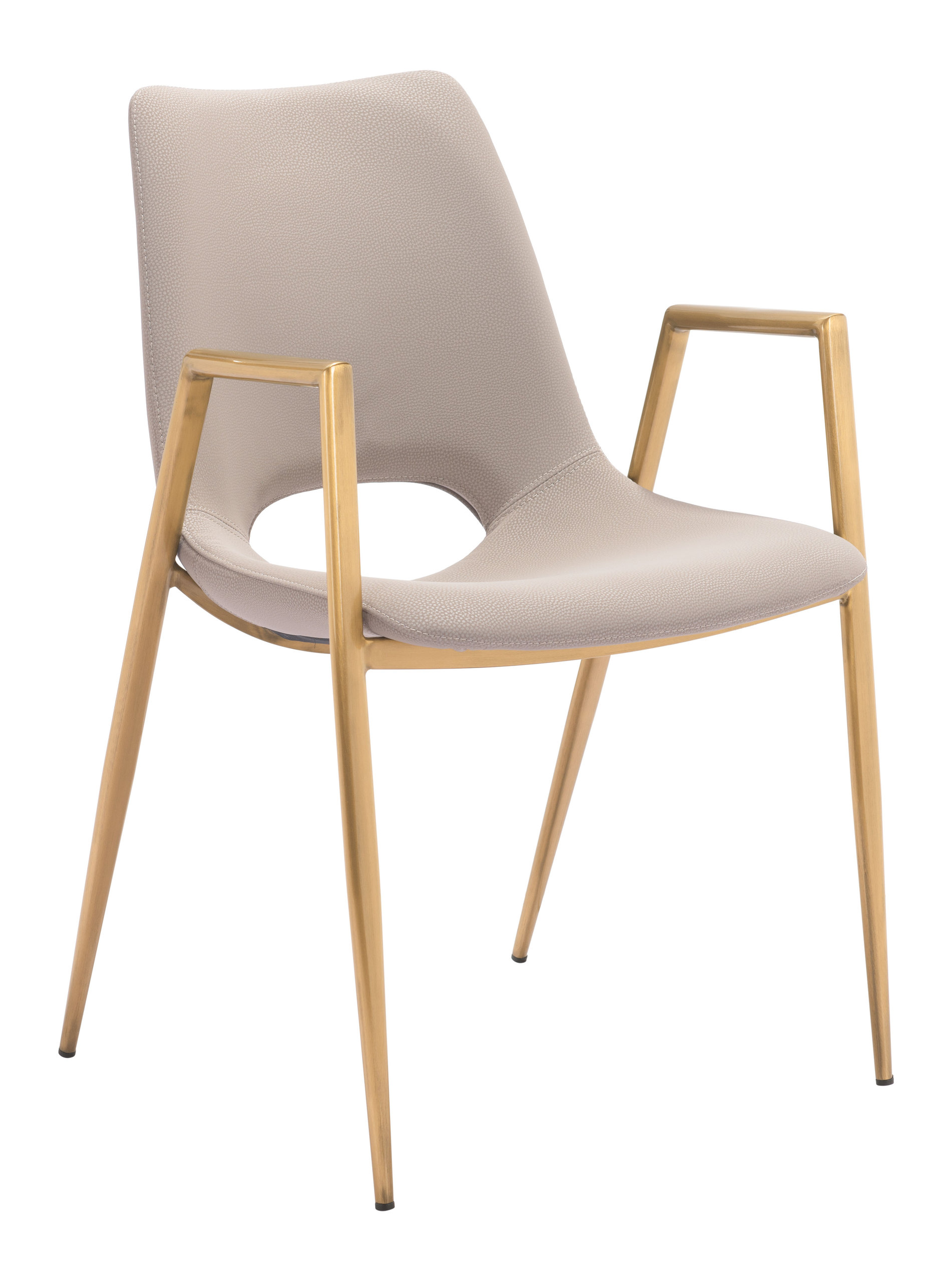 Desi Dining Chair (Set of 2) Beige & Gold - Midcentury - Dining Chairs ...