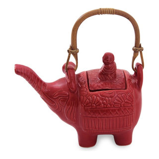 Buddha and The Ruby Elephant Ceramic Teapot, Indonesia - Asian ...
