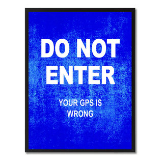 "Do Not Enter" Sign Blue Print on Canvas with Picture Frame, 28"x37 ...