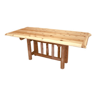 White Cedar Log Trestle Dining Table, 42" X 60" - Rustic - Dining ...