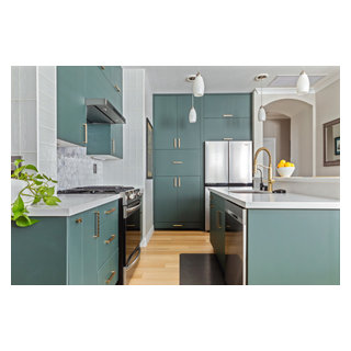 Stunning matte green kitchen remodel - Contemporary - Kitchen ...