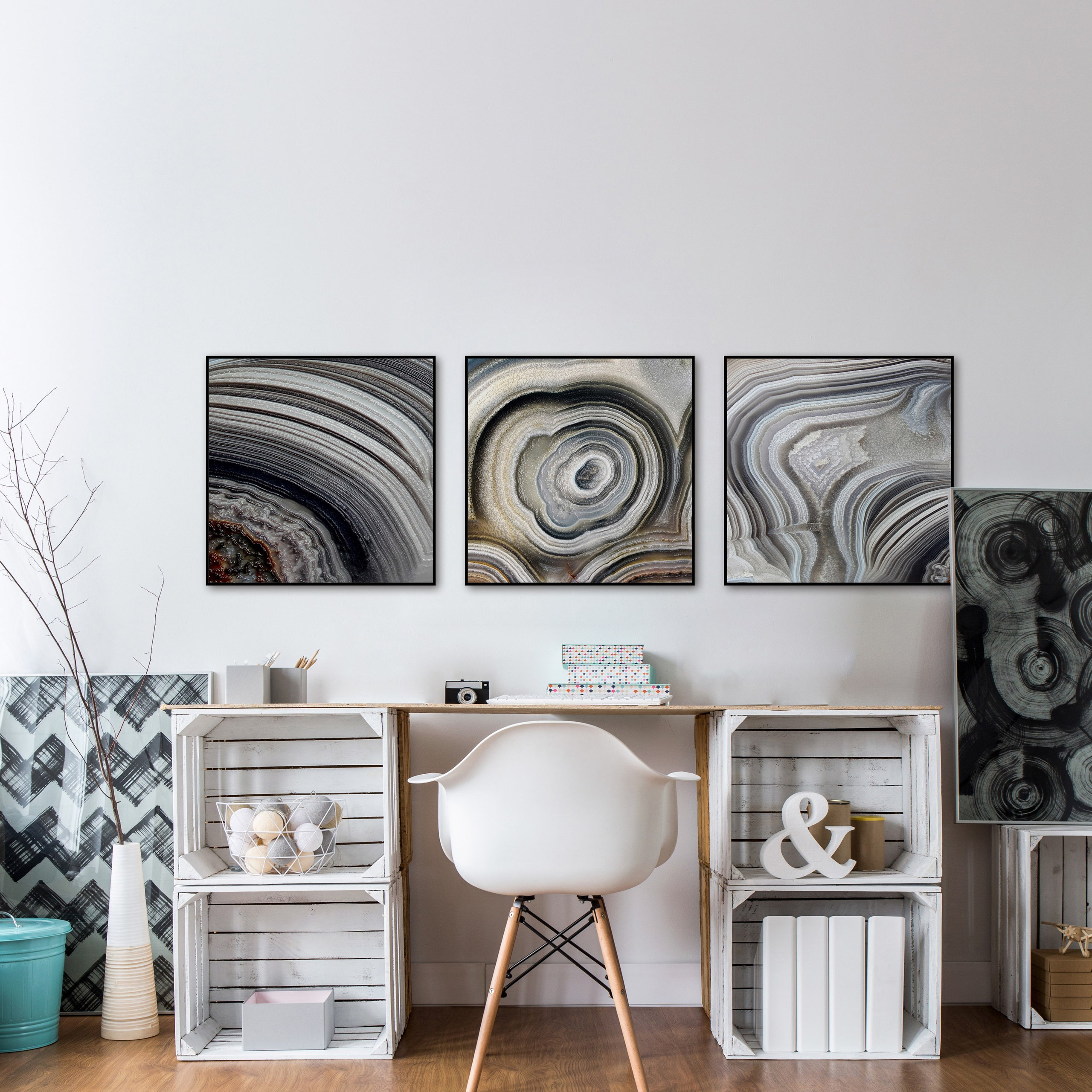 Beige Swirls Triptych, 48x16 - Contemporary - Prints And Posters - by ...