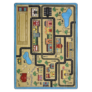 Kid Essentials, Active Play And Juvenile Tiny Town Rug, Sandstone, 10'9 ...