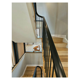115_Stunning Continuous Rail System on 3 Story Floating Stairs ...